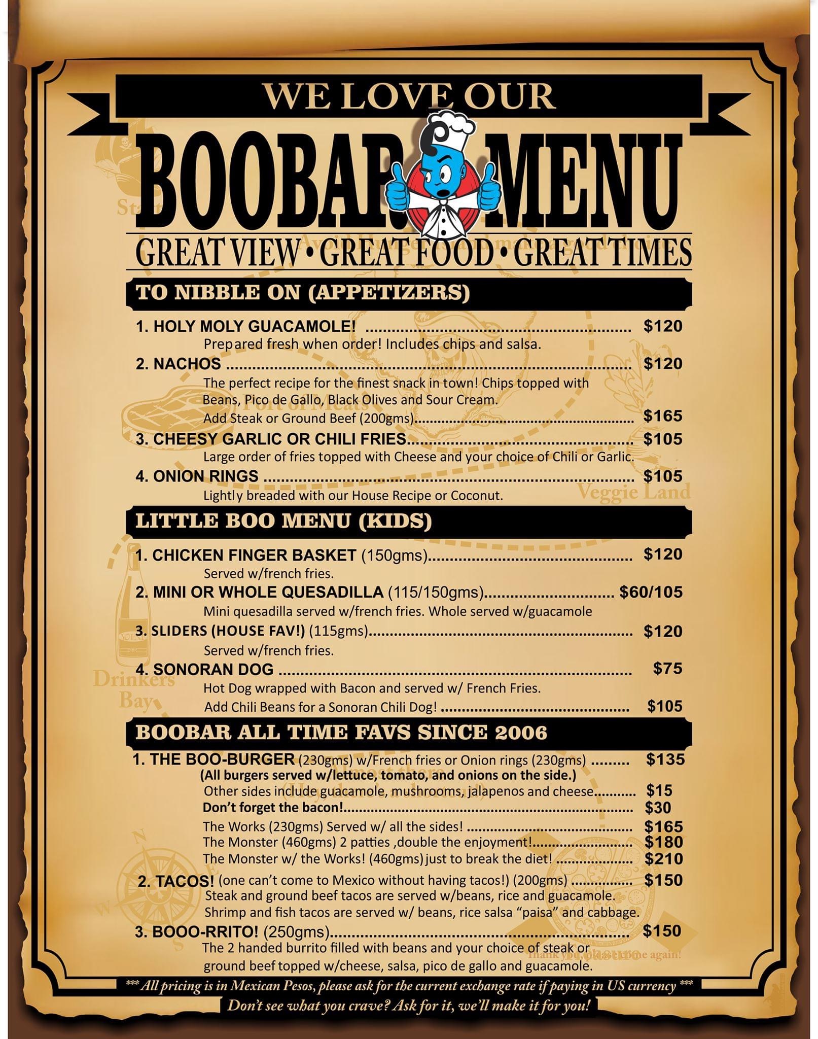 Carta Online de Boo bar - cartaymenus.com