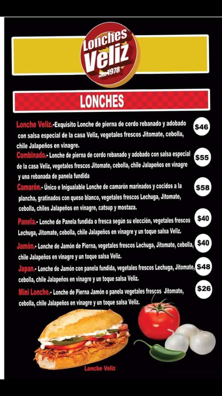 Carta Online de Lonches Veliz - cartaymenus.com